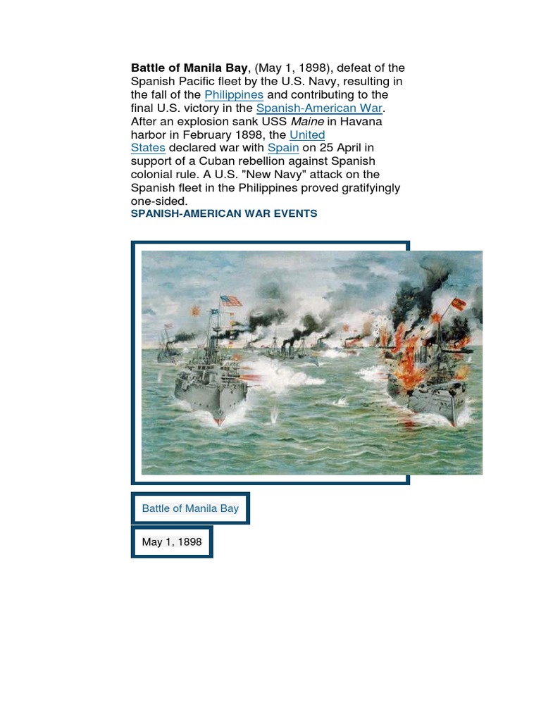Philippines Spanish-American War United States Spain: Battle of Manila ...