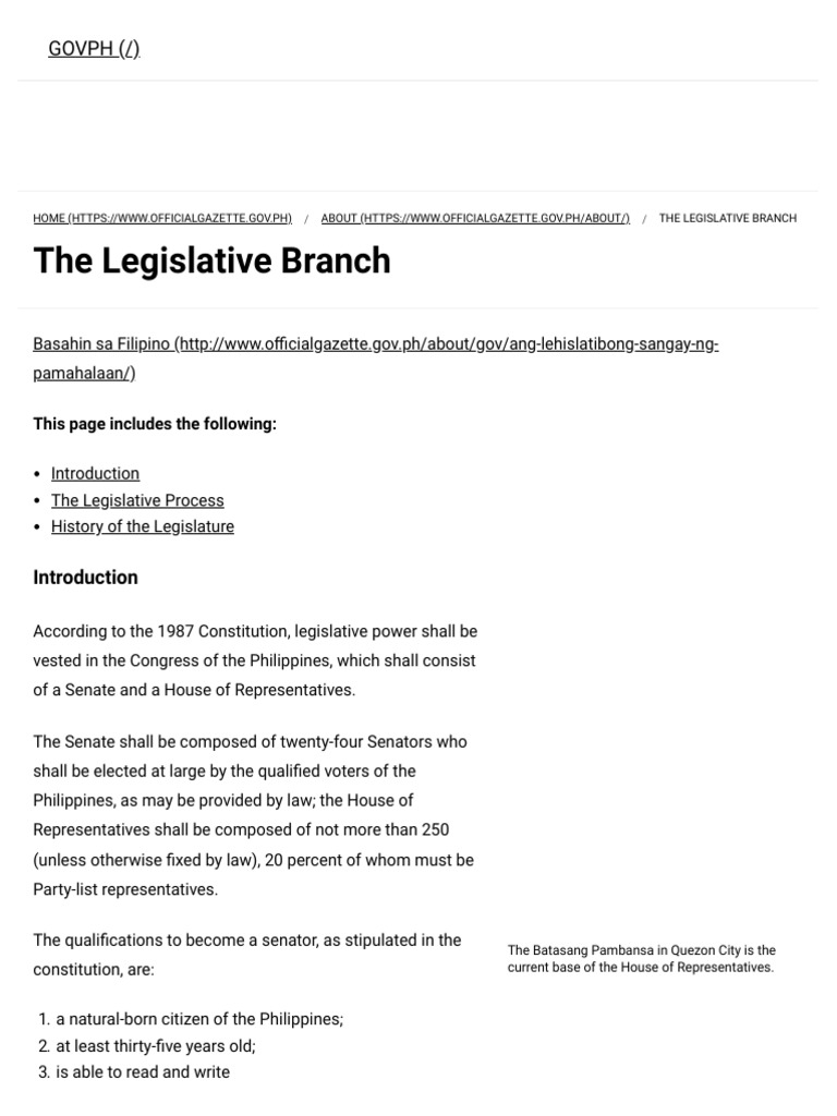 Legislative Branch of the Philippines | PDF | Social Institutions ...