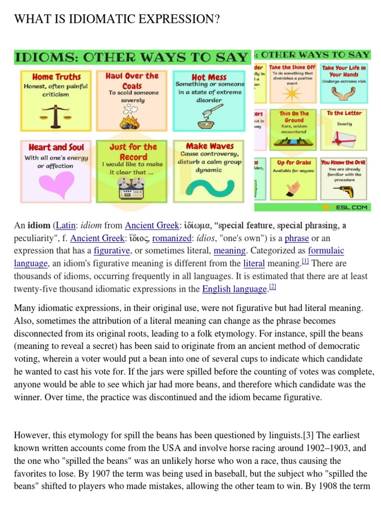 Understanding Idiomatic Expressions | PDF | Idiom | Grammar