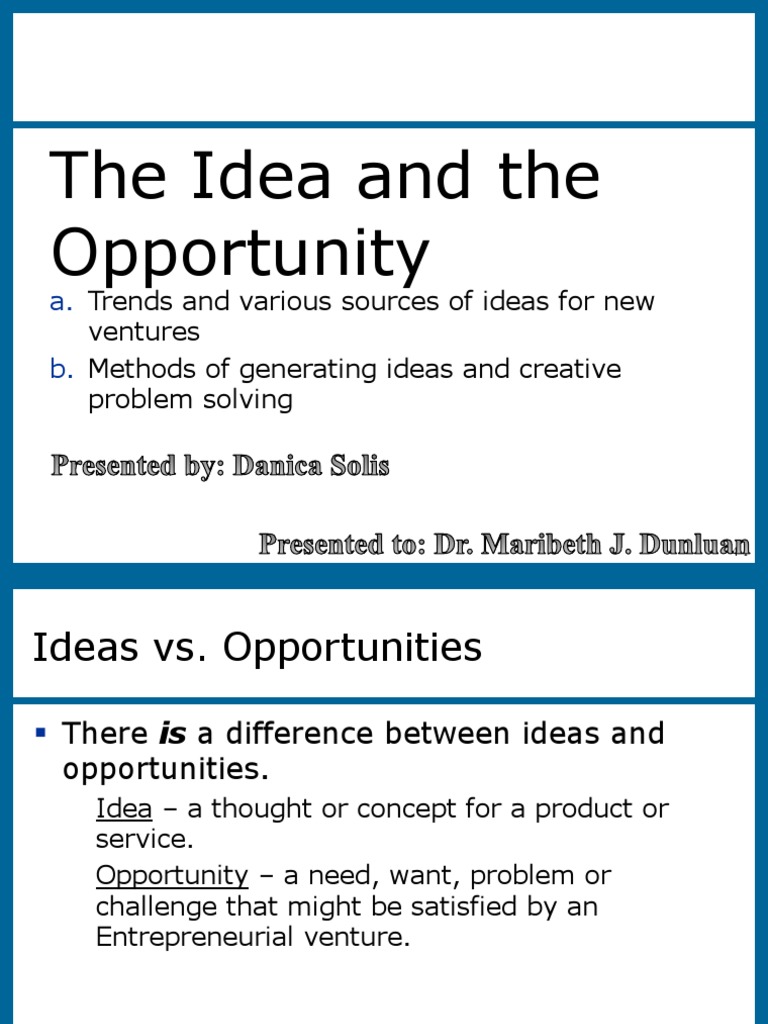 From Idea To Opportunity | PDF | Brainstorming | Entrepreneurship