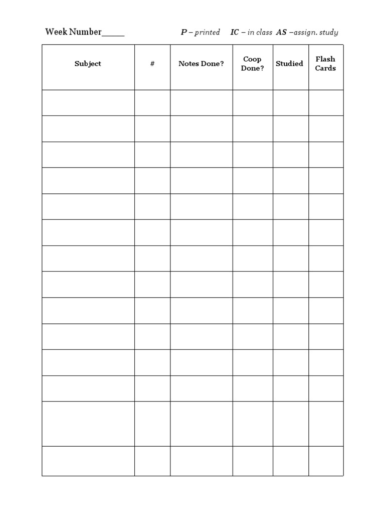 Weekly Worksheet - Printable | PDF