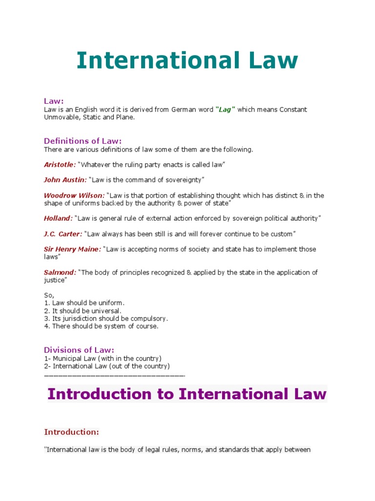Introduction To International Law | Download Free PDF | International ...