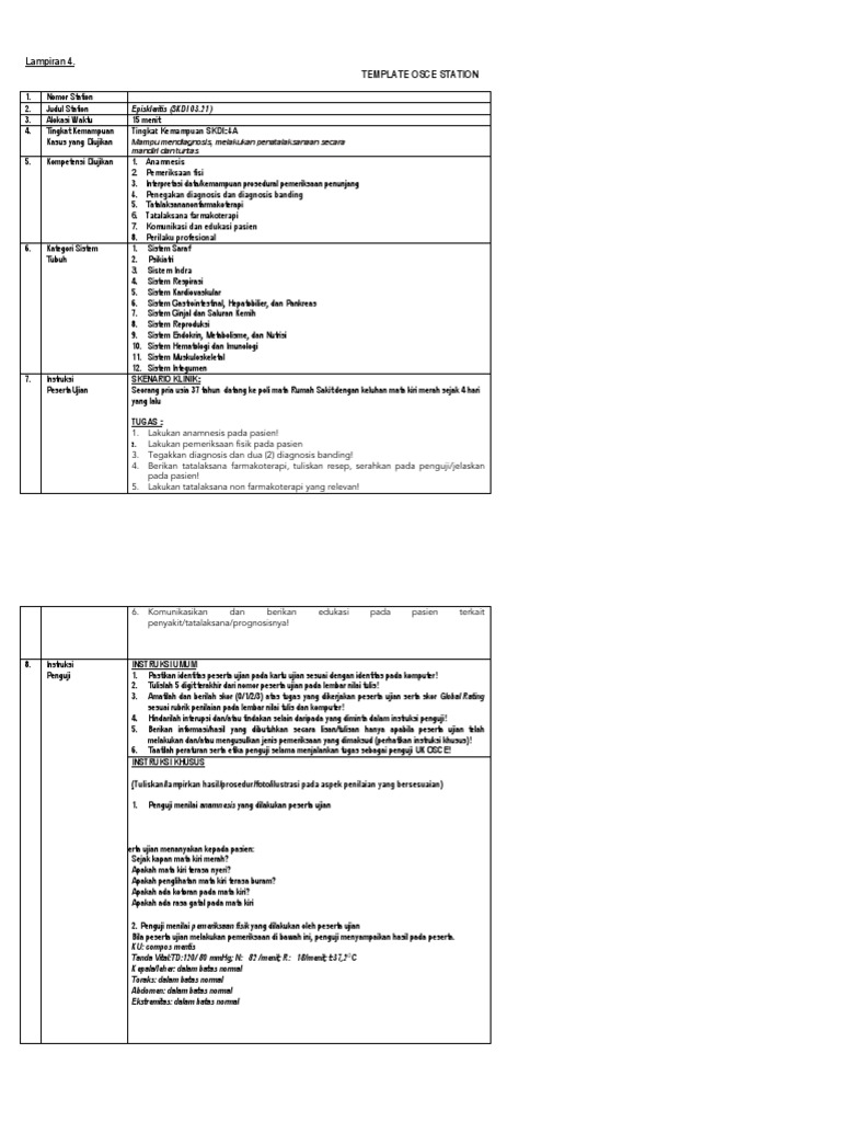 Template OSCE: Episkleritis | PDF