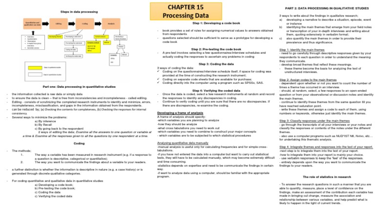 CHAPTER 15: Processing Data | PDF | Qualitative Research | Quantitative ...