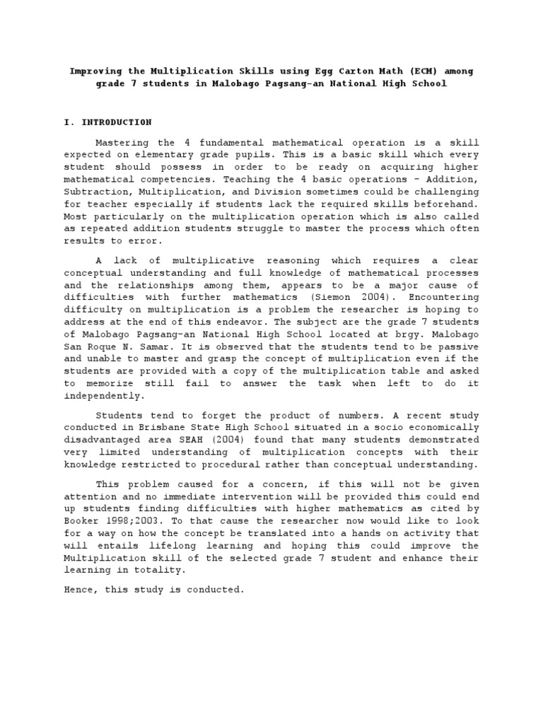 Improving The Multiplication Skills Using Egg Carton Math | PDF ...