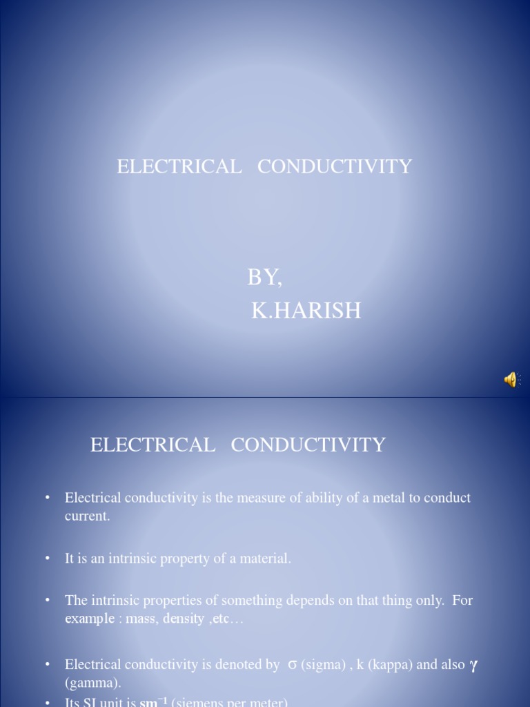 Basics of Electrical Conductivity | PDF | Electrical Resistivity And ...