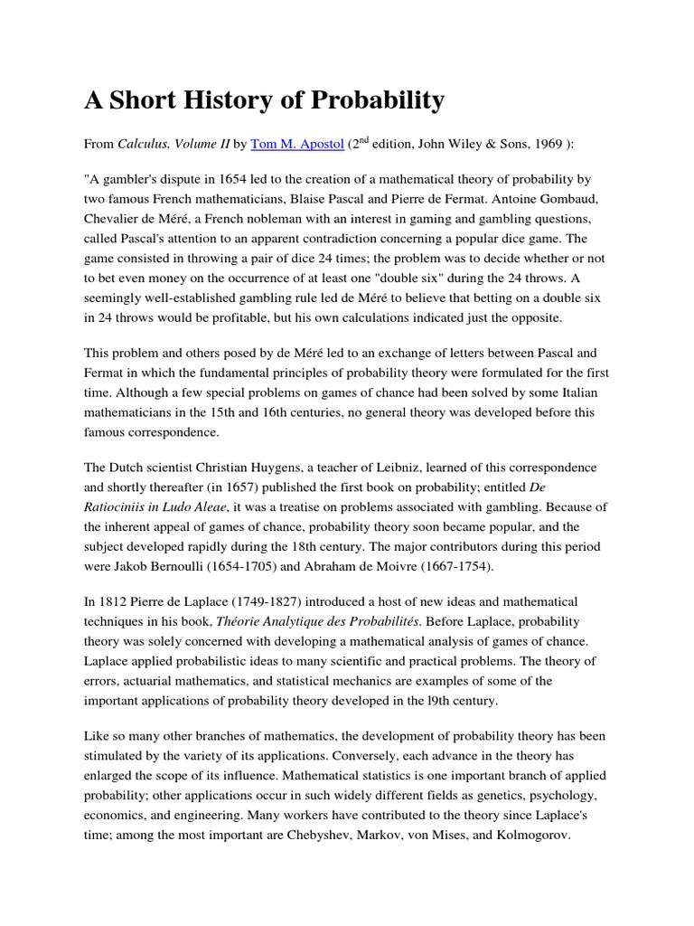 A Short History of Probability PDF | PDF | Probability Theory ...