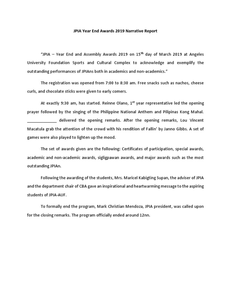 JPIA Year End Awards 2019 Narrative Report | PDF