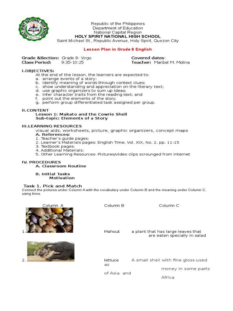 Makato LP | PDF | Lesson Plan | Folklore