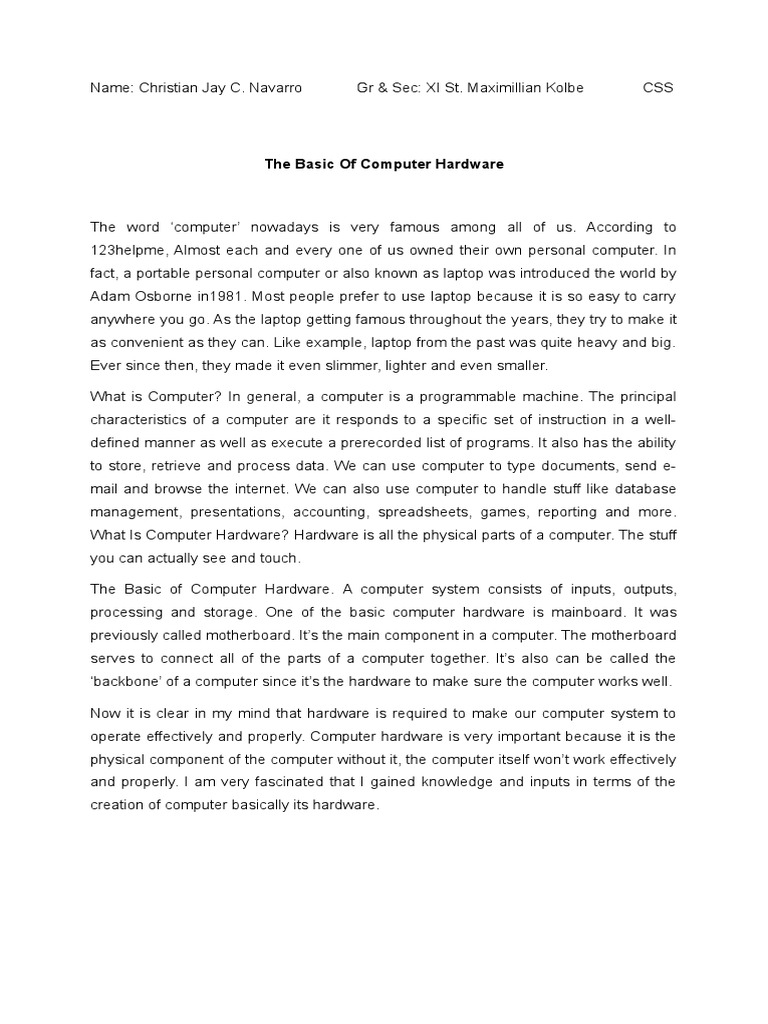 The Basic of Computer Hardware | PDF