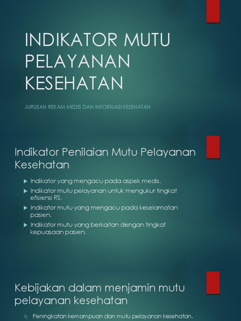 Indikator Mutu Pelayanan Kesehatan | PDF
