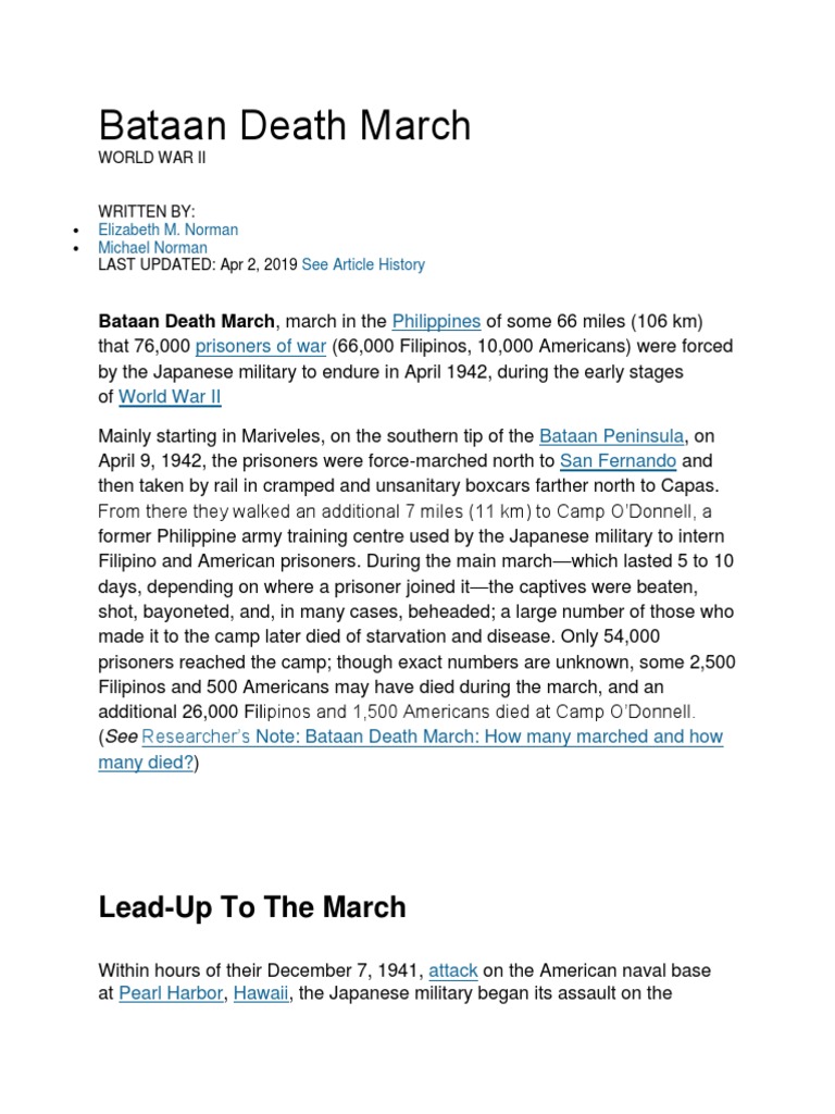 Bataan Death March: Lead-Up To The March | PDF | Prisoner Of War ...