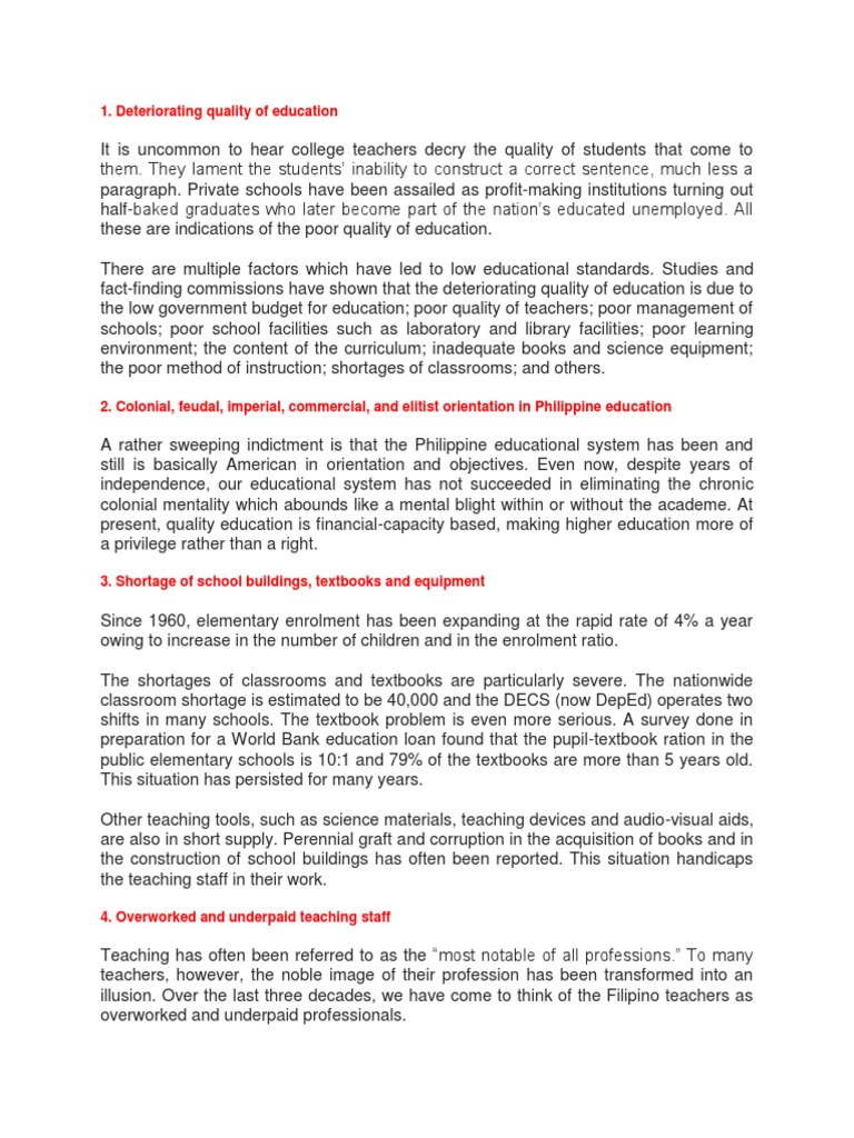 Deteriorating Quality of Education | PDF | Structural Adjustment ...