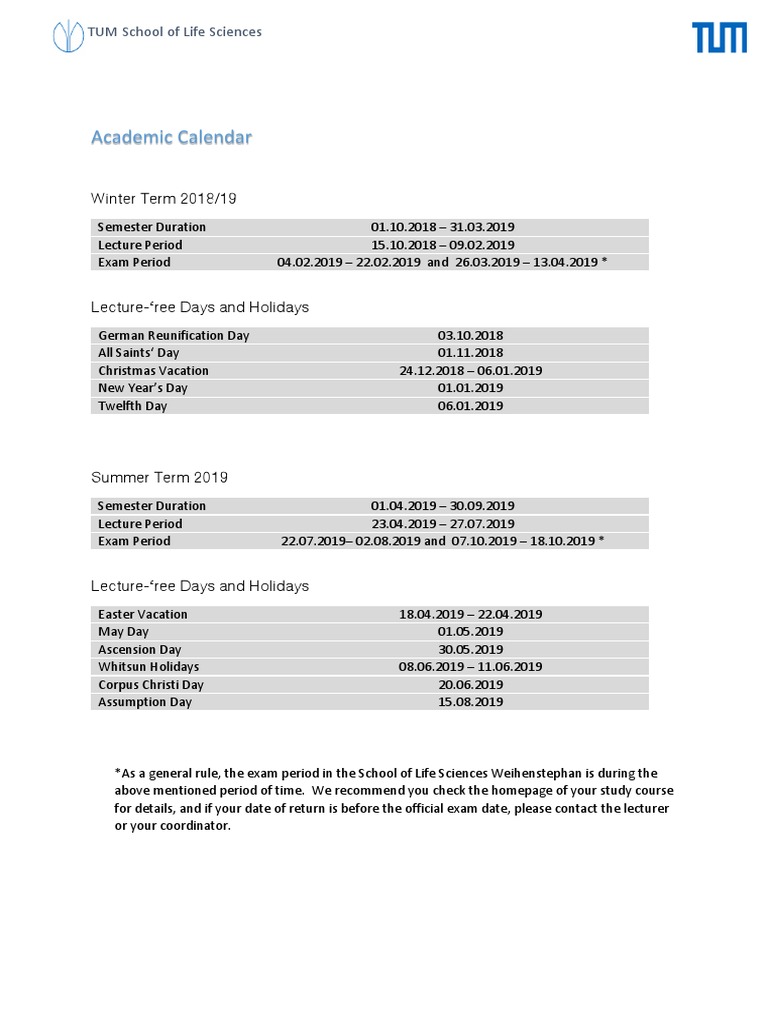 Academic Calendar 2018 19 | PDF
