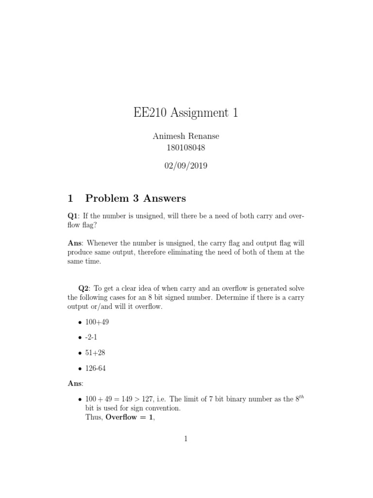 Answers To Problems of Verilog Assignment 1 | PDF Answers To Problems of Verilog Assignment 1 | PDF