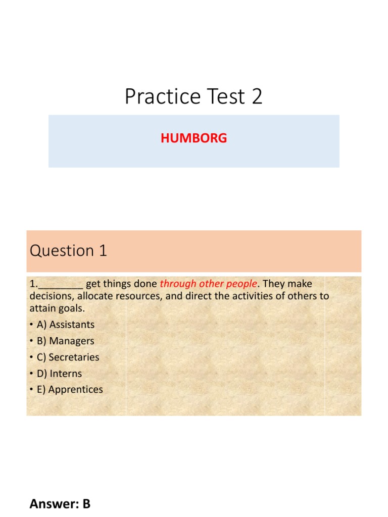 Practice Test 2: Humborg | PDF | Emotions | Attitude (Psychology)