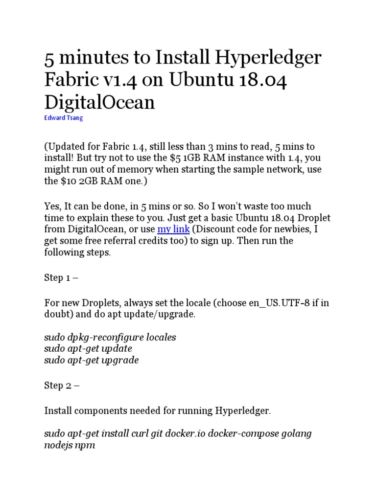 5 Minutes To Install Hyperledger Fabric v1 | PDF | Sudo | Software ...