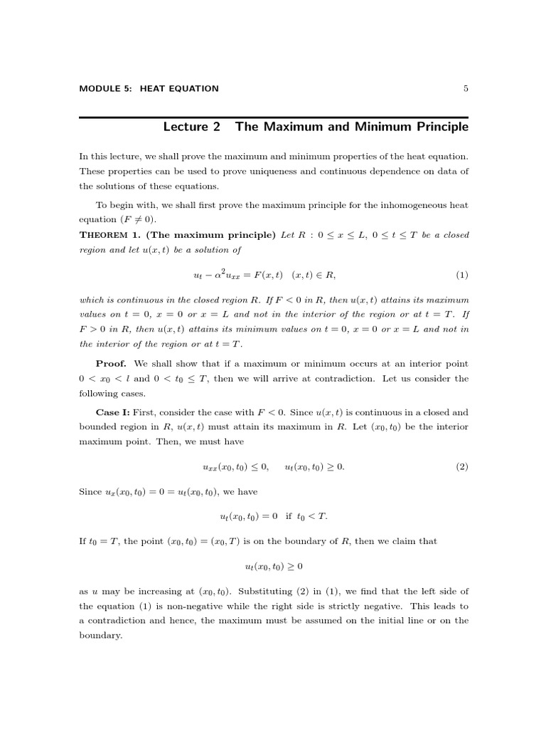 The Maximum and Minimum Principle | PDF | Partial Differential Equation ...