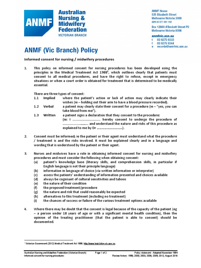 Informed Consent For Nursing Procedures | Download Free PDF | Consent ...