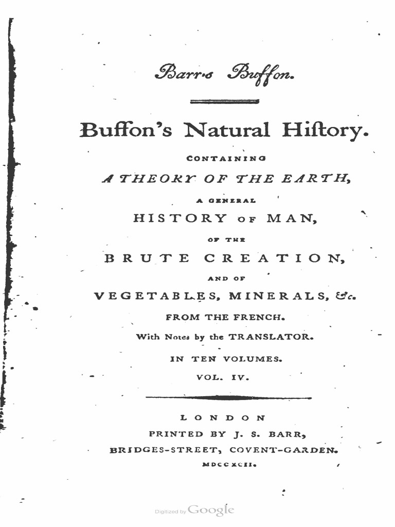 1792 Buffon BuffonSNaturalHistoryContainingATheoryOfTh | PDF ...