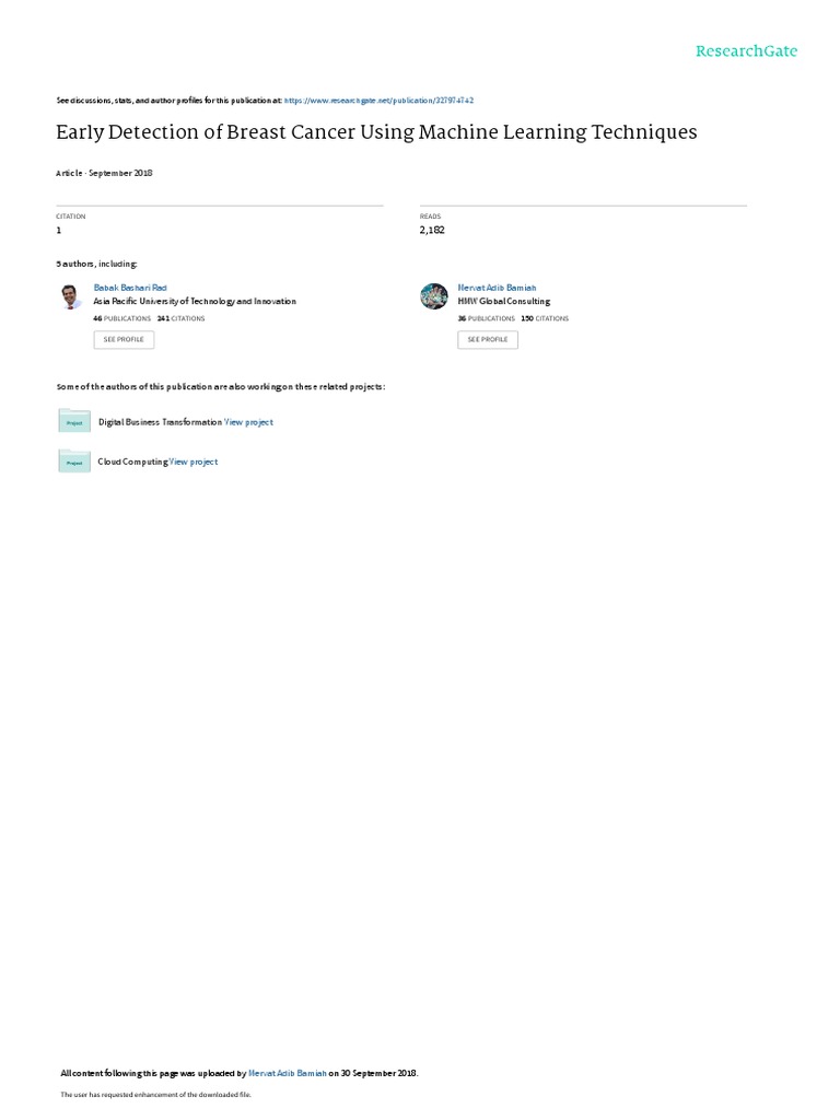 Cancer Detection Using Machine Learning | PDF | Cancer | Machine Learning