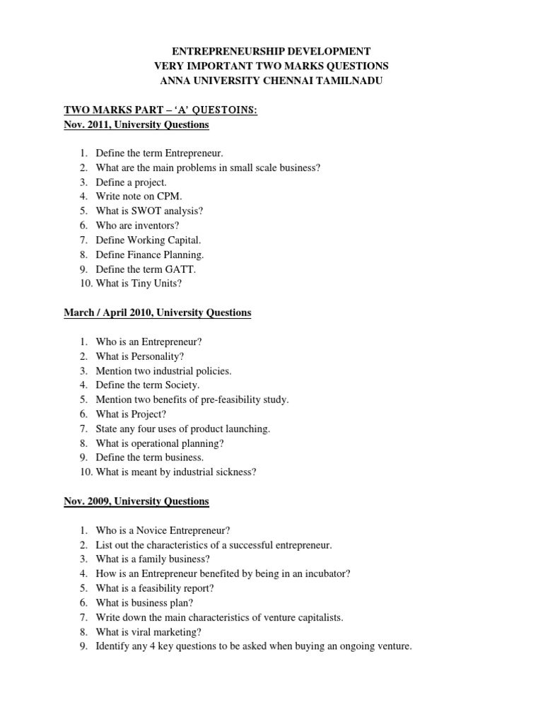 Two Marks Questions ED | PDF
