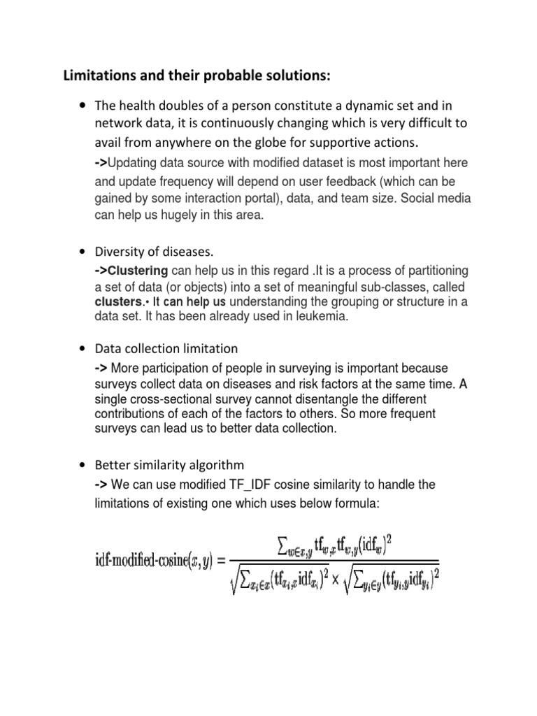 Limitations and Their Probable Solutions | PDF