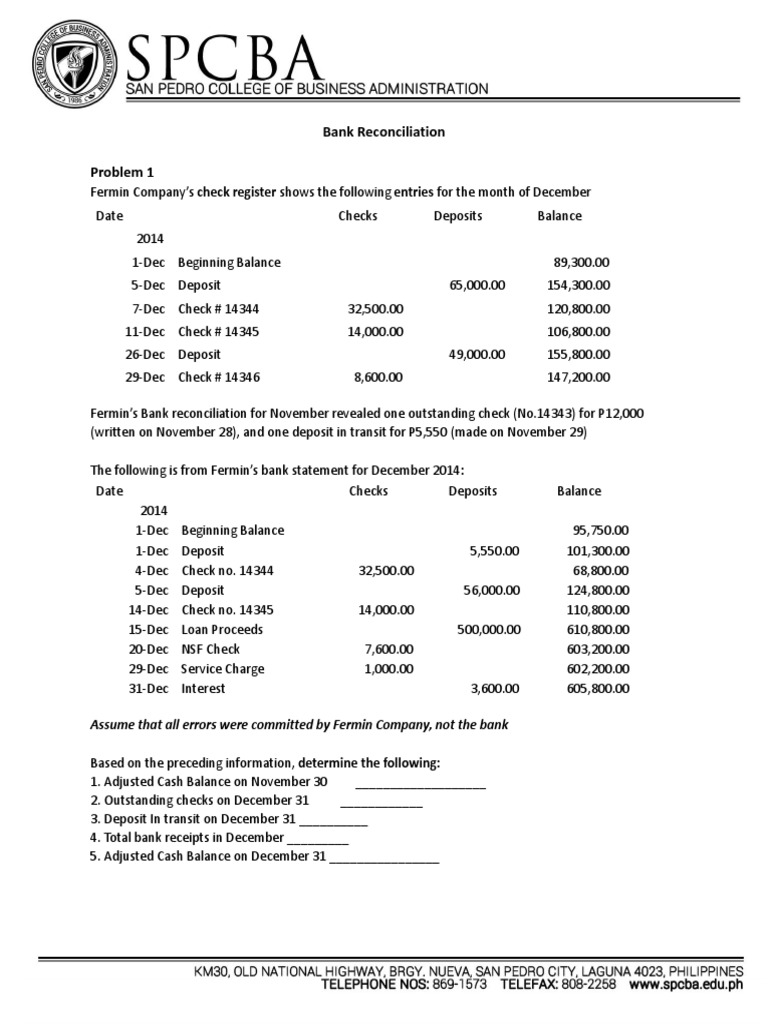 Bank Recon Prob 1 | PDF | Banks | Banking