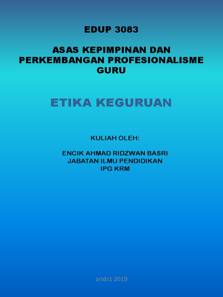 Etika Keguruan... Lect 7 & 8 | PDF
