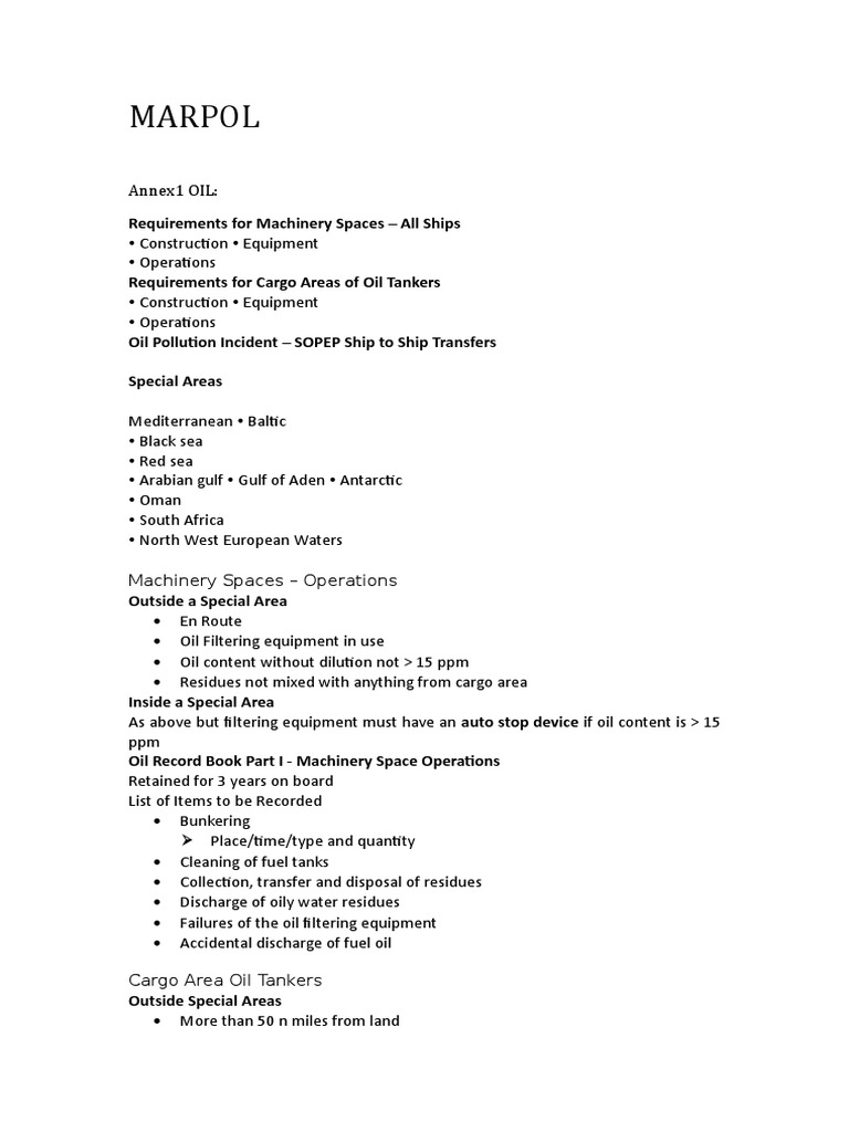 Marpol Notes | PDF | Pollution | Transport
