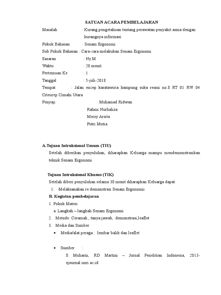 Senam Ergonomi untuk Asma | PDF
