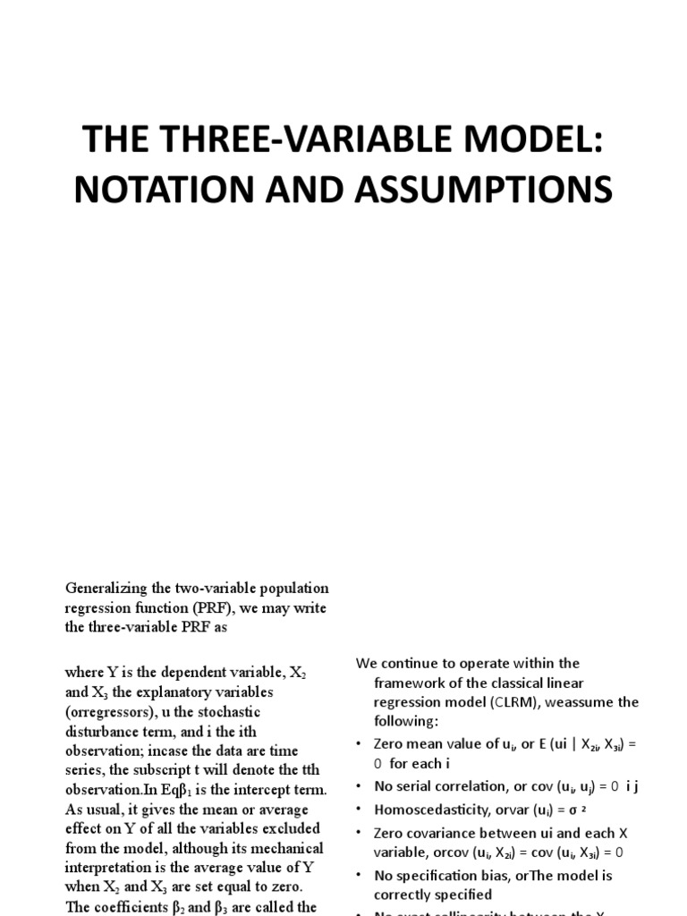 The Three-Variable Model: Notation and Assumptions | PDF | Ordinary ...