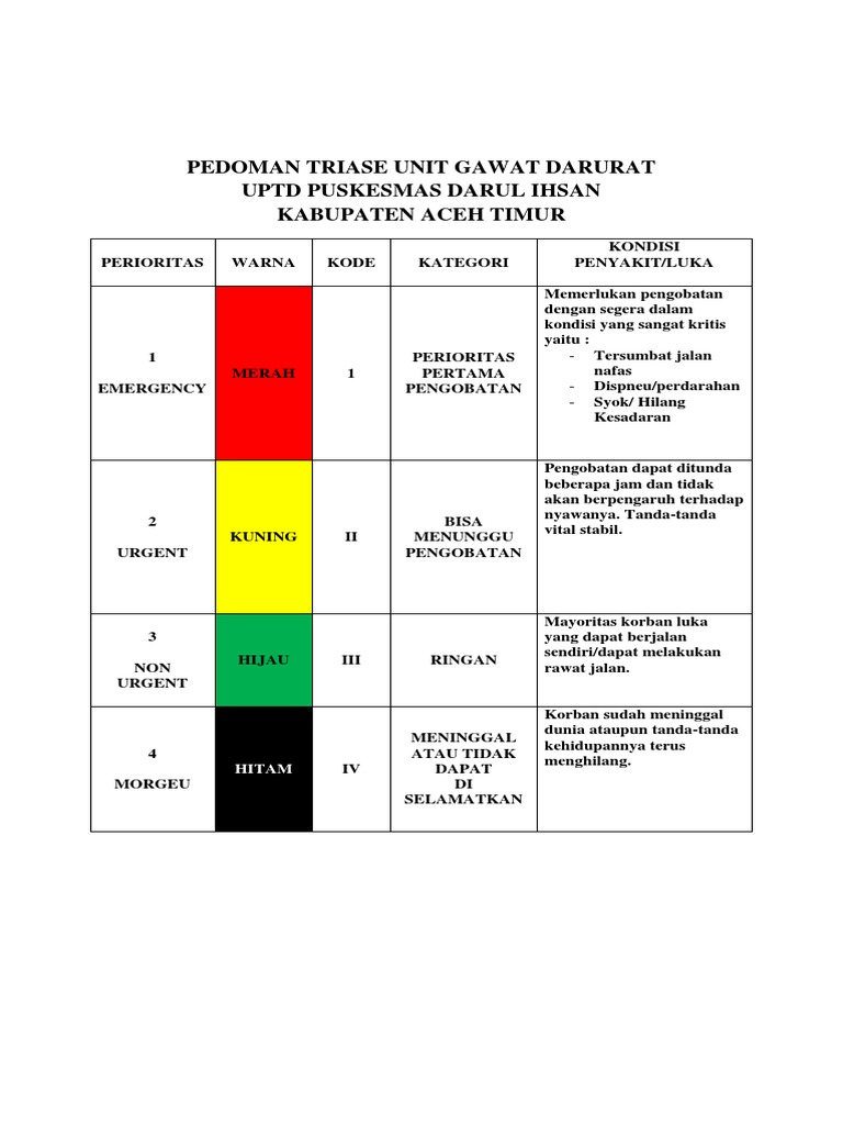 Pedoman Triase Unit Gawat Darurat | PDF
