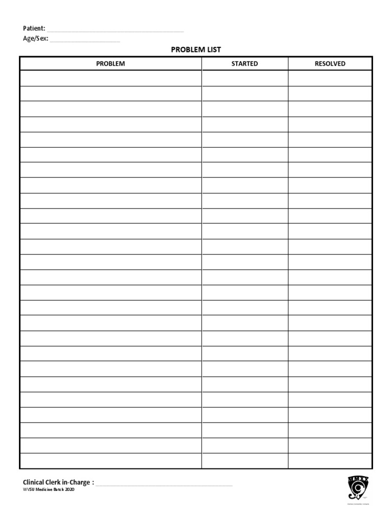 Comprehensive Patient Medical Records Document Detailing Problem List ...