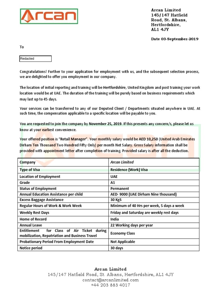 Fake Offer | PDF | United Arab Emirates | Employment