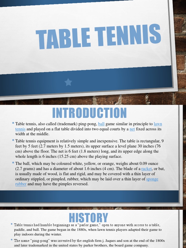 A Comprehensive Guide to Table Tennis: History, Equipment, Rules ...