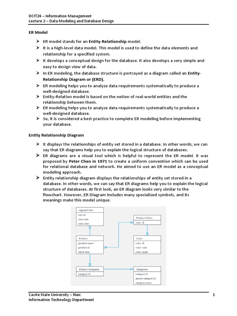 Lec 2 Data Modeling and Database Design | PDF | Relational Database | Data Model