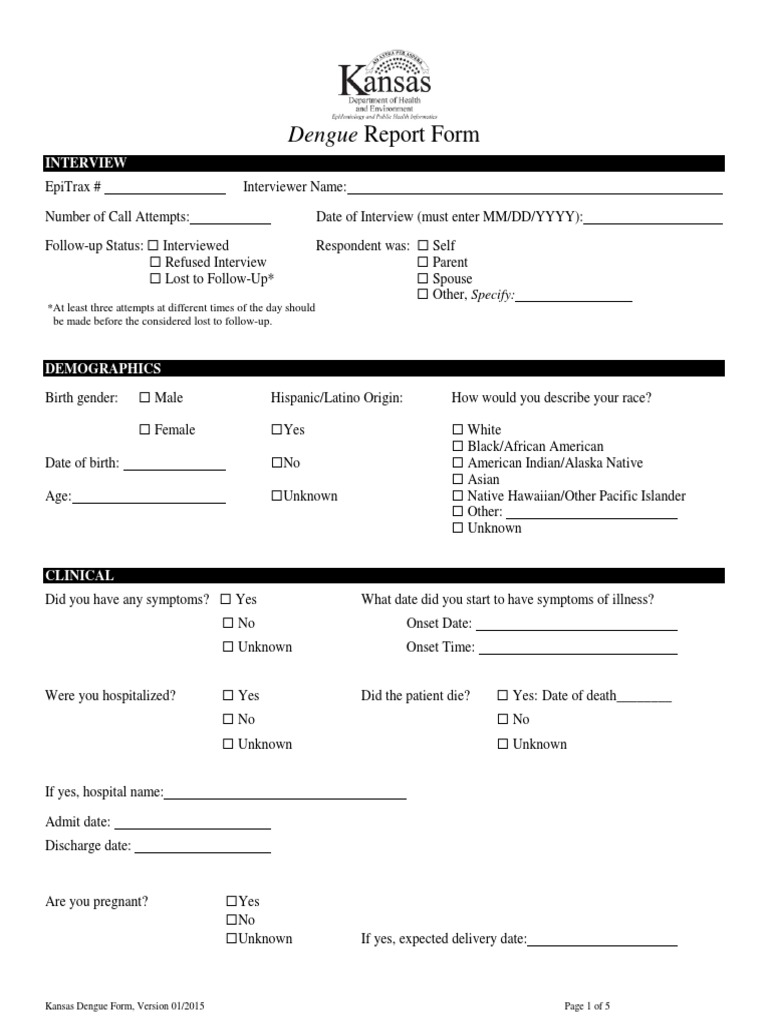 Dengue Reporting Form | PDF | Symptom | Race And Ethnicity In The ...