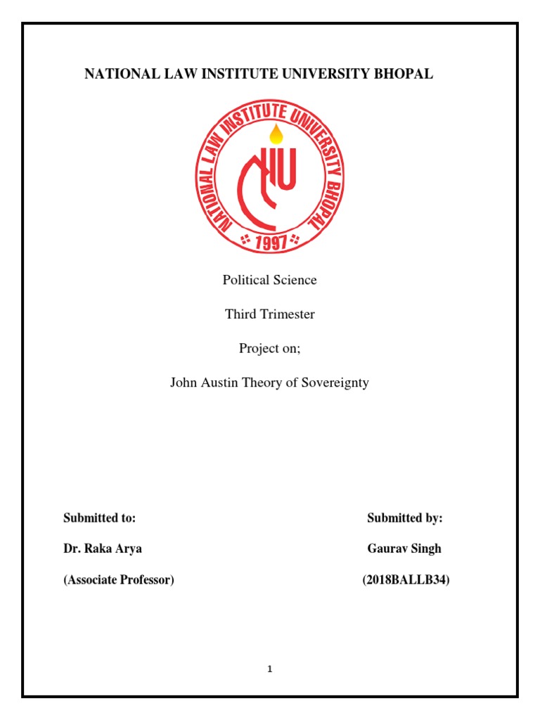 National Law Institute University Bhopal: Political Science Third ...