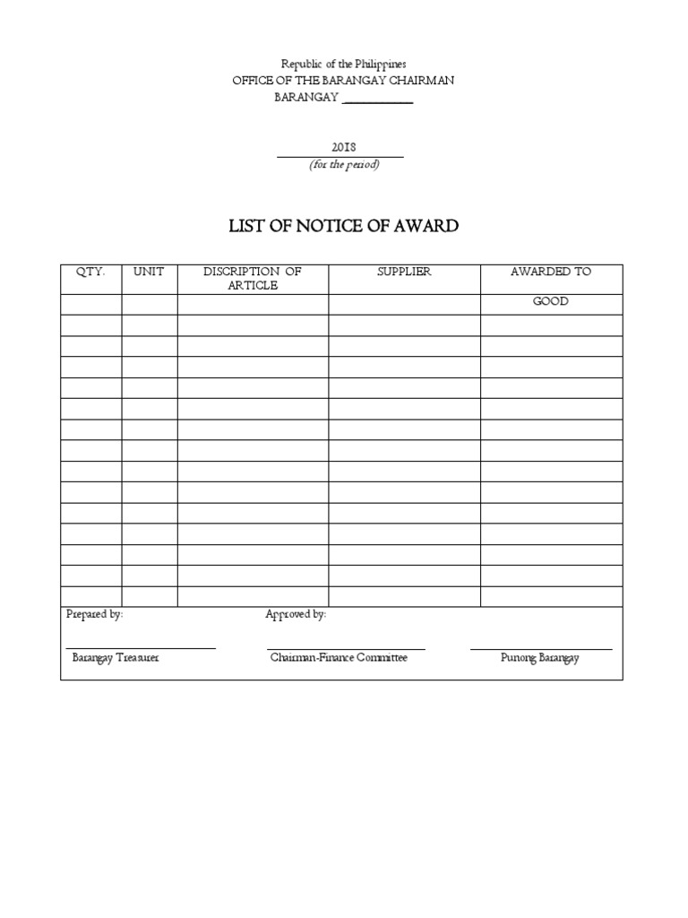 List of Notice of Award | PDF