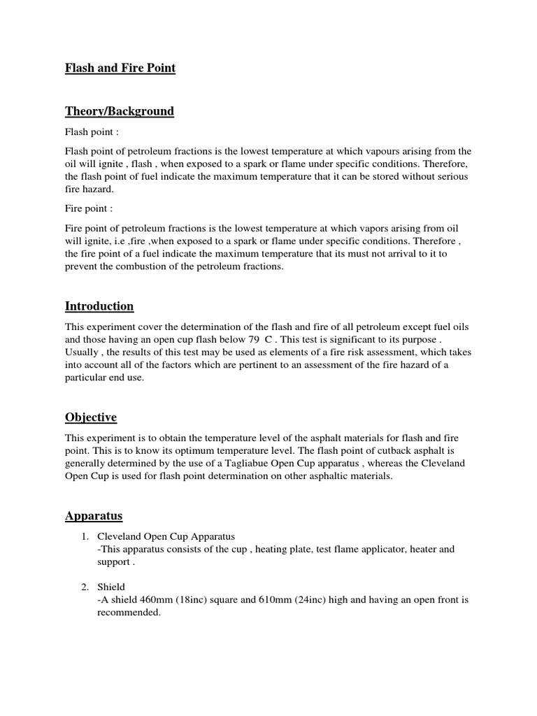 Flash and Fire Point | PDF | Fires | Thermodynamics