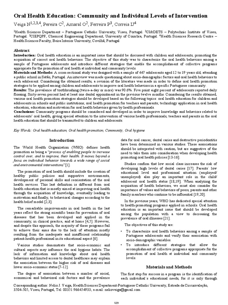 Oral Health Education | PDF | Public Health | Dentistry