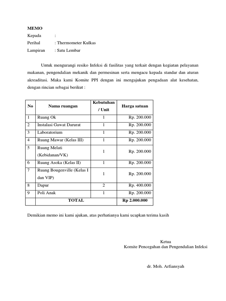 Memo Permintaan Barang | PDF