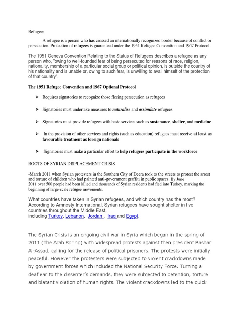 The 1951 Refugee Convention and 1967 Optional Protocol | PDF | Refugees ...