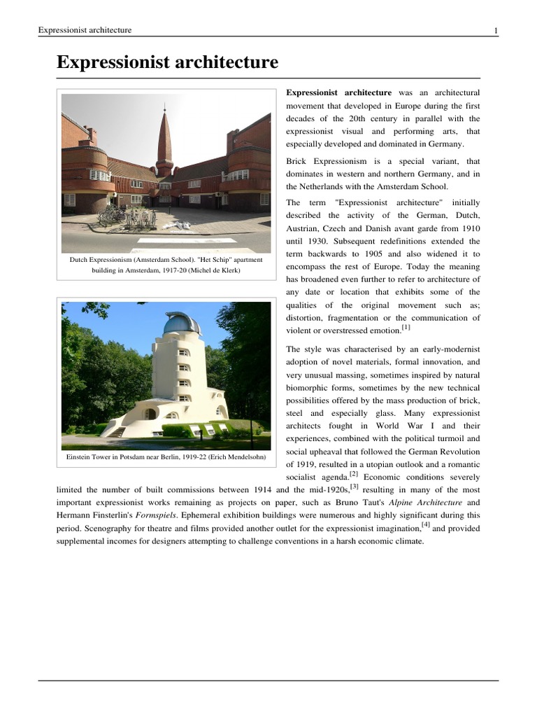 Expressionist Architecture | PDF | Modern Art | Modernism