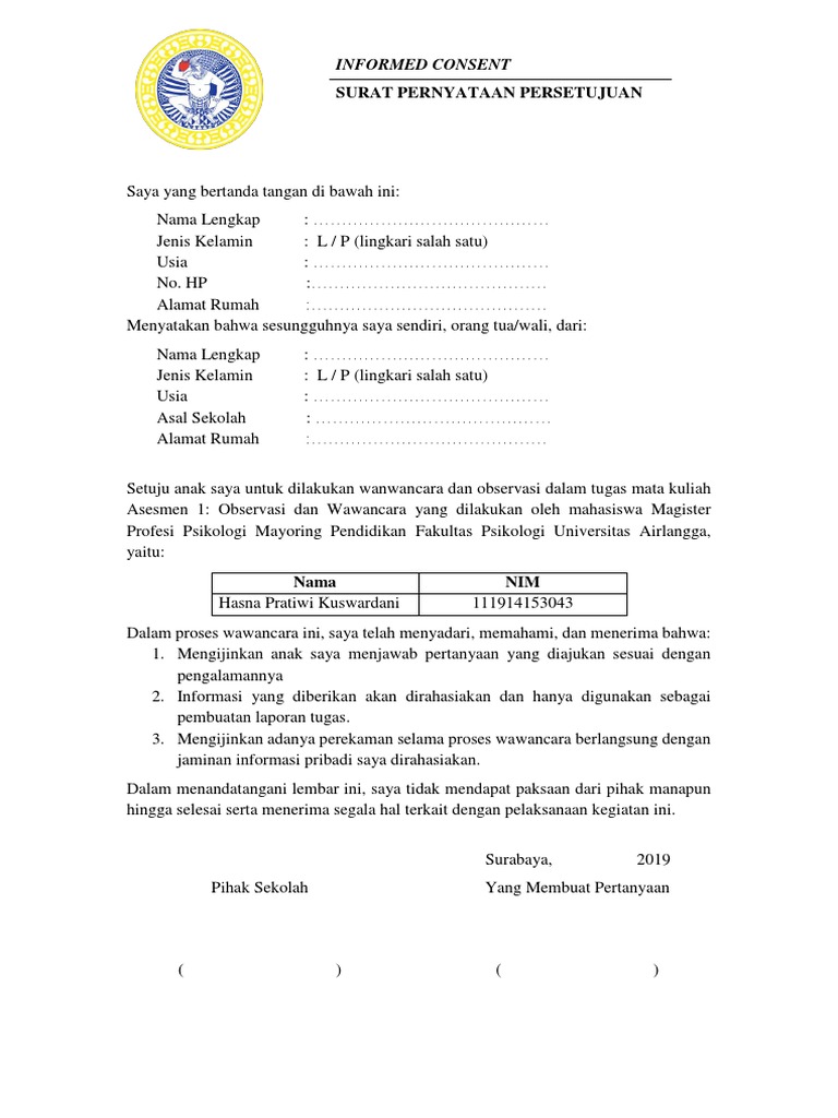 Contoh Informed Consent | PDF