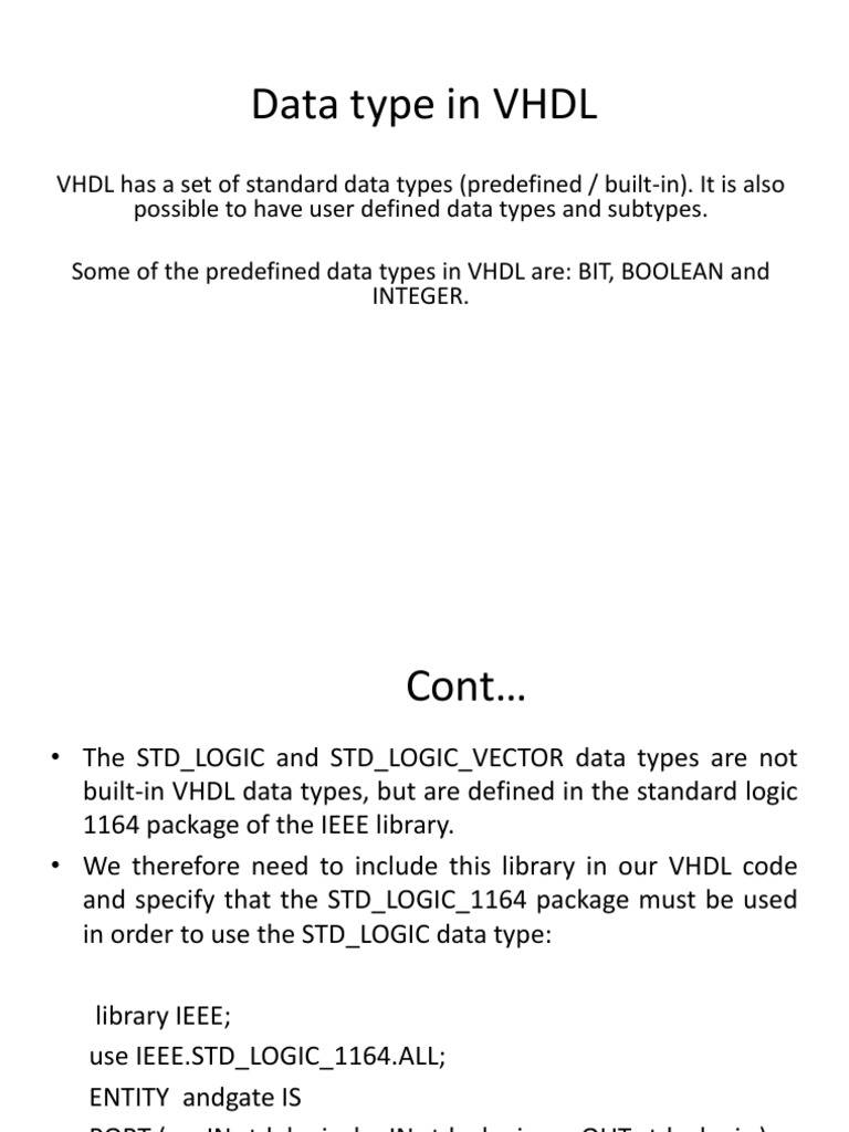 Data Type in VHDL | PDF | Data Type | Vhdl