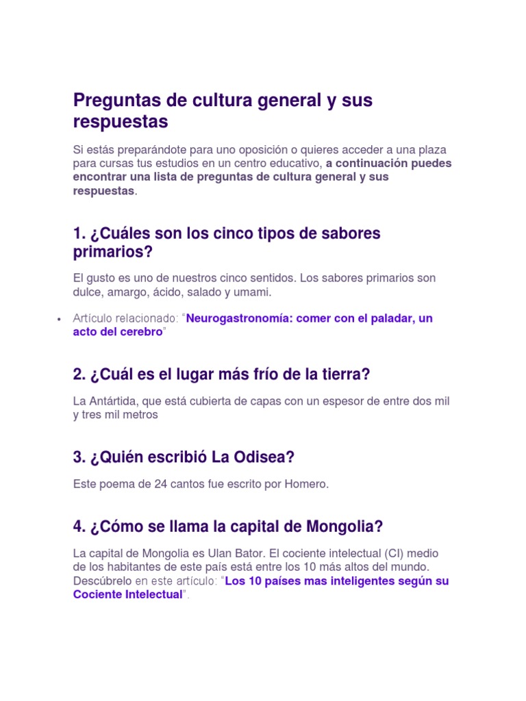 Preguntas de Cultura General y Sus Respuestas | PDF | Redox | Oxígeno