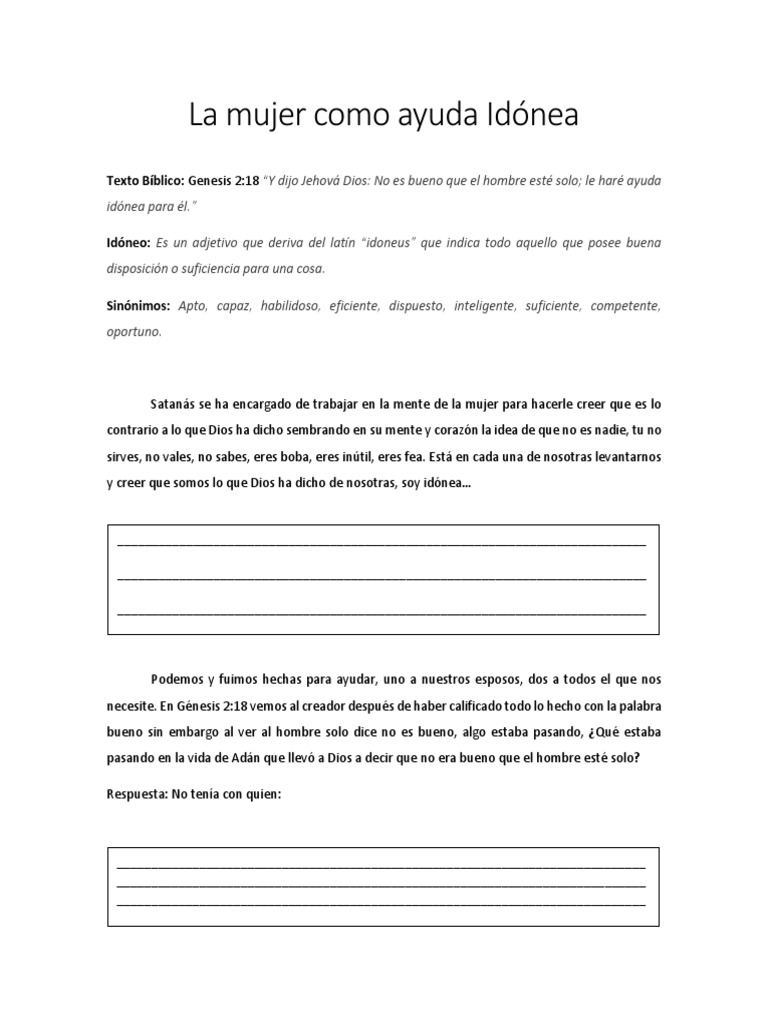La Mujer Como Ayuda Idónea | PDF | Biblia