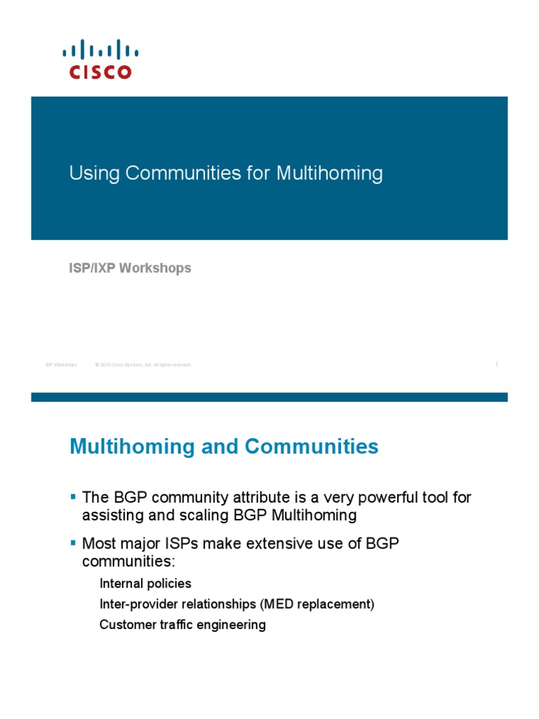 BGP Using Communities | Download Free PDF | Router (Computing) | Internet Standards